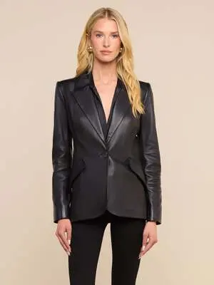 L'Agence Chamberlain Leather Blazer - Black