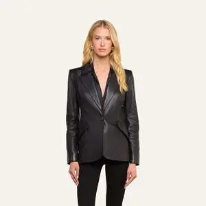 L'Agence Chamberlain Leather Blazer - Black