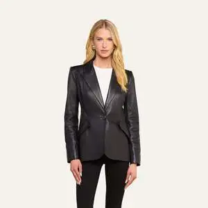 L'Agence Chamberlain Leather Blazer - Black