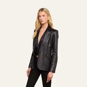 L'Agence Chamberlain Leather Blazer - Black