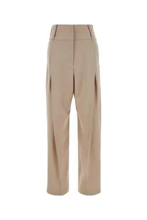 Sportmax Sand Stretch Wool Wide-leg Girino Pant - Brown