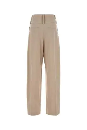 Sportmax Sand Stretch Wool Wide-leg Girino Pant - Brown