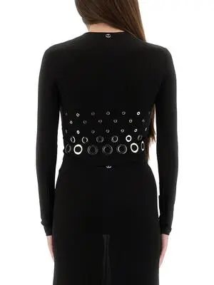 Rabanne Cropped Top With Eyelets - Black