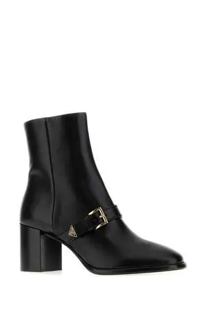 Prada Leather Ankle Boots - Black