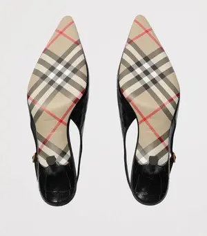 Burberry Leather Croc-embossed Dame Slingback Pumps 55