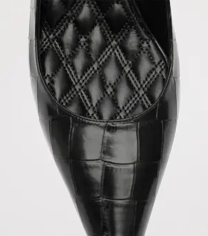 Burberry Leather Croc-embossed Dame Slingback Pumps 55