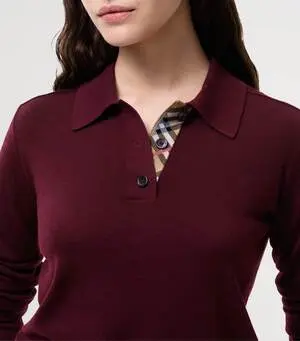 Burberry Wool Check-detail Long-sleeve Polo Shirt