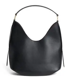 Harrods Medium Leather Penny Shoulder Bag - Black