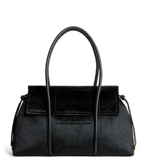 Harrods Medium Calf Hair Marcie Shoulder Bag - Black