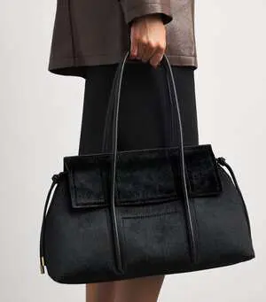 Harrods Medium Calf Hair Marcie Shoulder Bag
