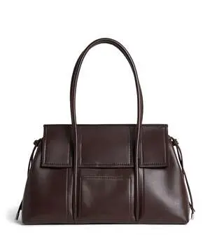 Harrods Medium Leather Marcie Tote Bag - Brown