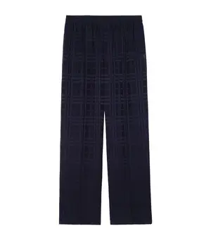 Burberry Silk Check Straight-leg Trousers - Blue