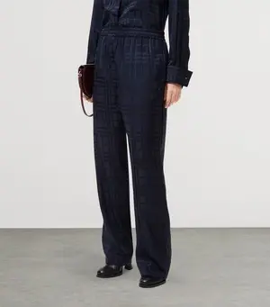Burberry Silk Check Straight-leg Trousers - Blue