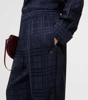 Burberry Silk Check Straight-leg Trousers - Blue