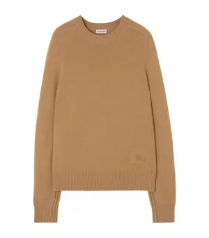 Burberry Cashmere-blend Embroidered-ekd Sweater - Beige