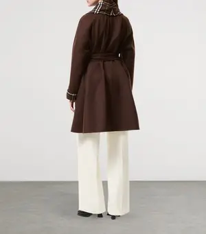 Burberry Wool Check-trim Wrap Coat