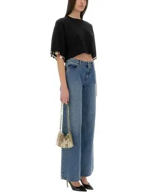Rabanne Knit Crop T-shirt - Black
