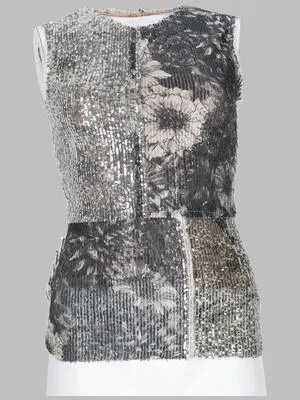 MAISON MARGIELA Top Floreale Con Paillettes - Gray