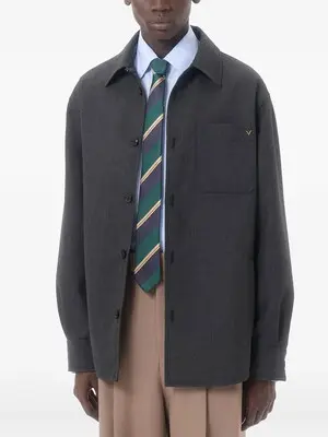Valentino Garavani Jacquard Silk Regimental Tie - Green