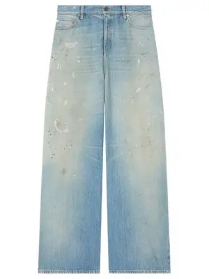 GOLDEN GOOSE Light Blue Denim Jeans With Embroidered Golden Logo