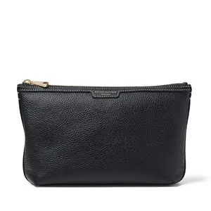 ASPINAL OF LONDON Hudson Large Pouch In Wine Milled Pebble - Black