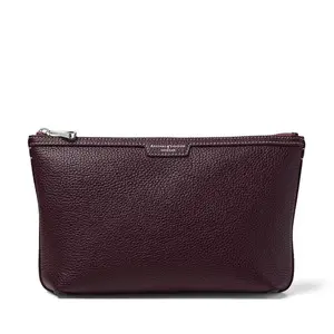 ASPINAL OF LONDON Hudson Large Pouch In Wine Milled Pebble - Red