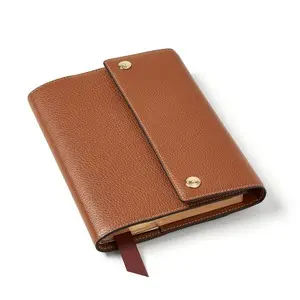 ASPINAL OF LONDON A5 Hudson Deluxe Refillable Journal In Milled Pebble - Tan