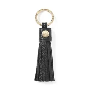ASPINAL OF LONDON Hudson Tassel Keyring In Moleskin Milled Pebble - Black