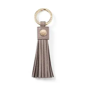 ASPINAL OF LONDON Hudson Tassel Keyring In Moleskin Milled Pebble - Neutral