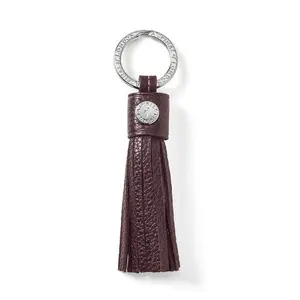 ASPINAL OF LONDON Hudson Tassel Keyring In Moleskin Milled Pebble - Red