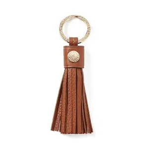 ASPINAL OF LONDON Hudson Tassel Keyring In Moleskin Milled Pebble - Tan