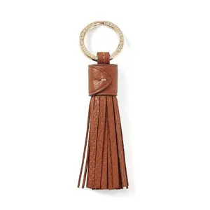 ASPINAL OF LONDON Hudson Tassel Keyring In Moleskin Milled Pebble - Tan