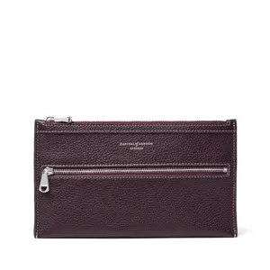 ASPINAL OF LONDON Hudson Travel Pouch In Milled Pebble - Red