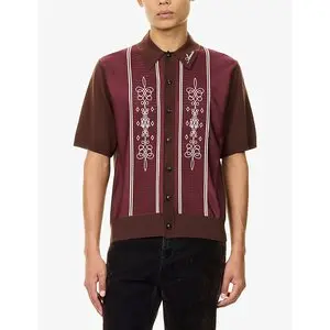 Amiri Embroidered Panelled Wool-blend Knit Shirt