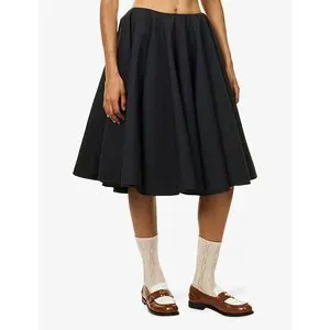 AMI Paris Peplum Wool Midi Skirt