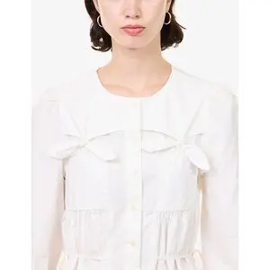 DAMSON MADDER Lettie Bow Detail Cotton Poplin Blouse