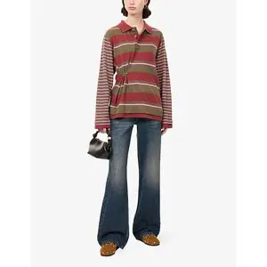DAMSON MADDER Noah Cinched Striped Rugby Cotton Top