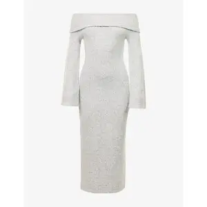 4TH & RECKLESS Sable Off-shoulder Knitted Maxi Dress - Grey