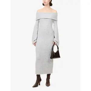 4TH & RECKLESS Sable Off-shoulder Knitted Maxi Dress