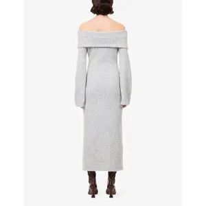 4TH & RECKLESS Sable Off-shoulder Knitted Maxi Dress