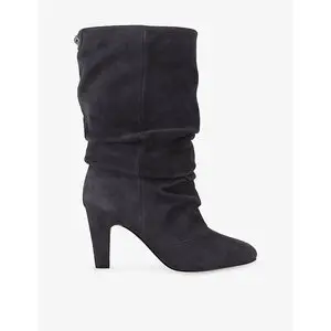 Kurt Geiger Elizabeth Slouch Heeled Suede Boots - Grey