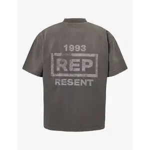 REPRESENT Resent Logo-print Cotton T-shirt - Ash