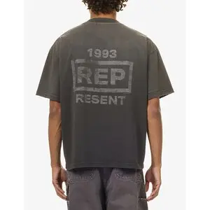 REPRESENT Resent Logo-print Cotton T-shirt - Ash
