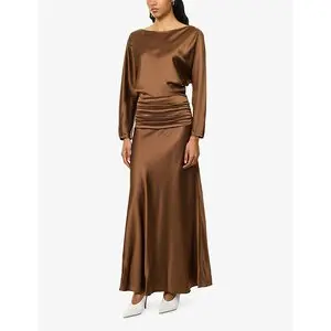 Staud Freda Long-sleeve Silk Maxi Dress