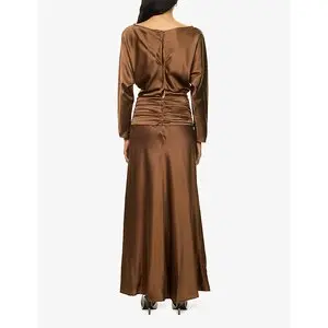 Staud Freda Long-sleeve Silk Maxi Dress