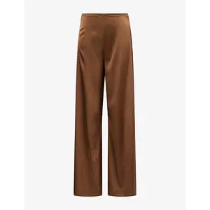 Staud Stroll Wide-leg Silk Trousers - Cigar