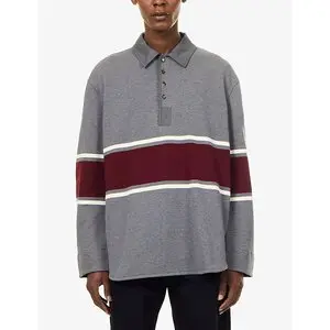Bottega Veneta Single Stripe Cotton Fleece Polo Shirt