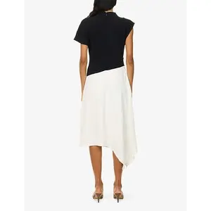 Staud Davina Asymmetric Woven Midi Dress
