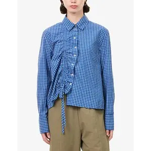 DAMSON MADDER Talia Checked Ruched Cotton Shirt