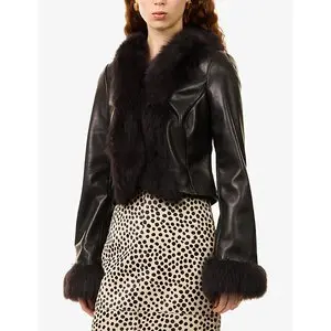 Nour Hammour Sofie Cropped Leather Jacket - Noir Classique